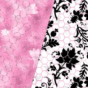 Pink Glam Honeycomb Digital Paper, Seamless Patterns, Honey Bee ...