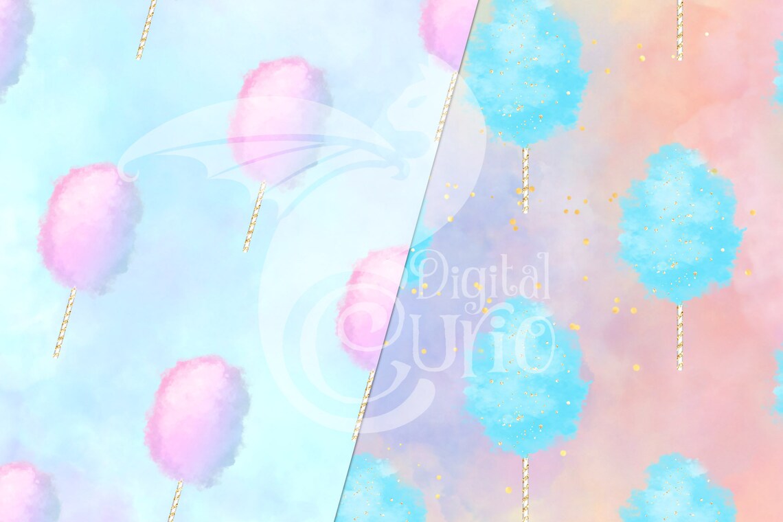 Cotton Candy Sparkle Digital Paper - Seamless Rainbow Pastel Textures ...