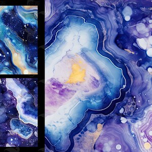 Celestial Agate Digital Paper, Geode Crystal Galaxy Texture Backgrounds ...