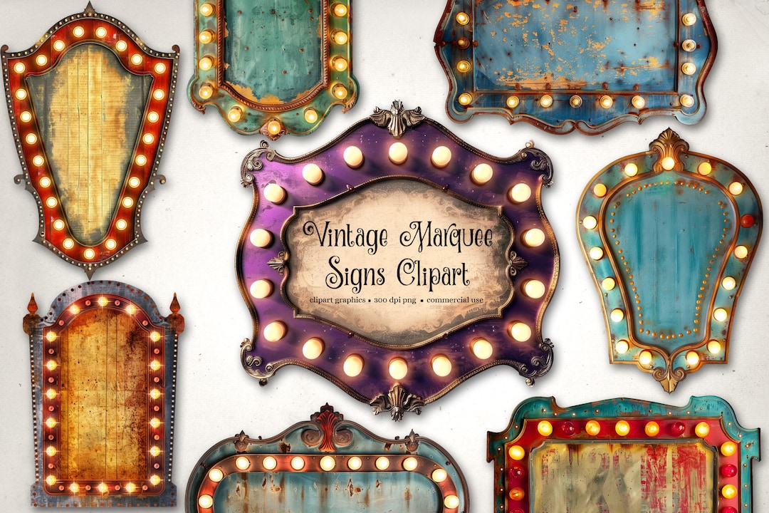 Vintage Marquee Signs Clipart – Rustic Circus Graphics (PNG Format) - Etsy