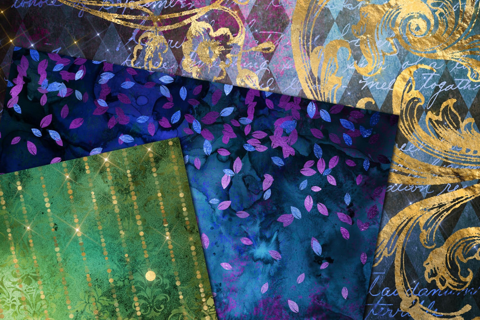 Peacock Enchantment Digital Paper Fantasy Backgrounds | Etsy