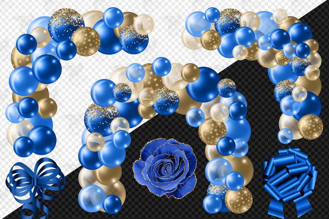 Royal Blue and Gold Balloon Arch Clipart Balloon Png Digital - Etsy