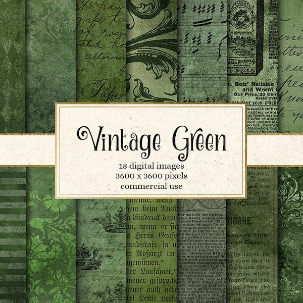 Green Digital Paper - Etsy