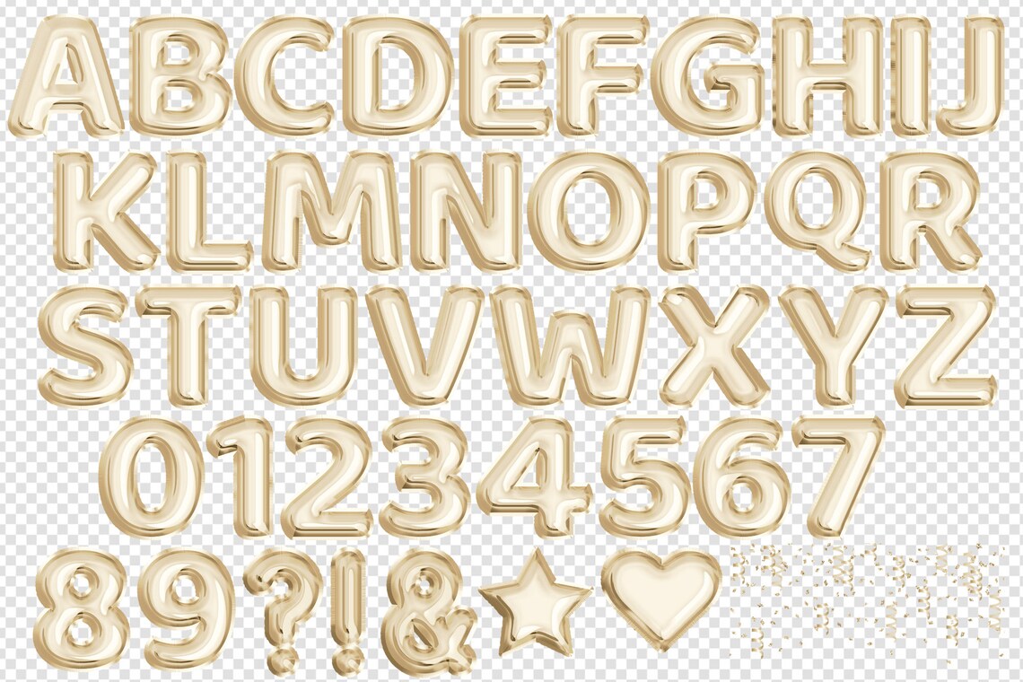 Champagne Foil Balloon Alphabet Clip Art – Party Graphics (digital ...