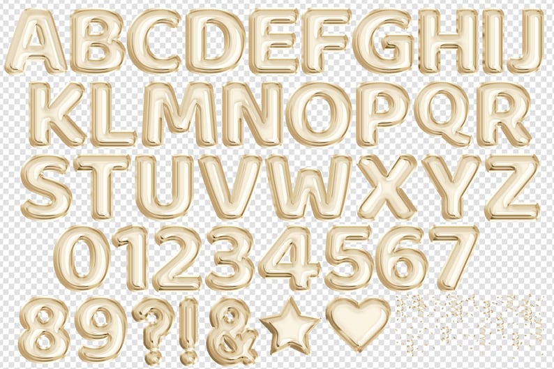 Champagne Foil Balloon Alphabet Clip Art Digital Instant - Etsy