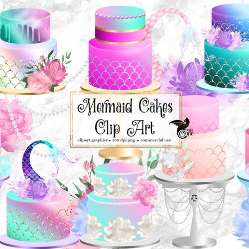 Unicorn Cakes Clipart Magical Rainbow Pastel and Gold Foil - Etsy