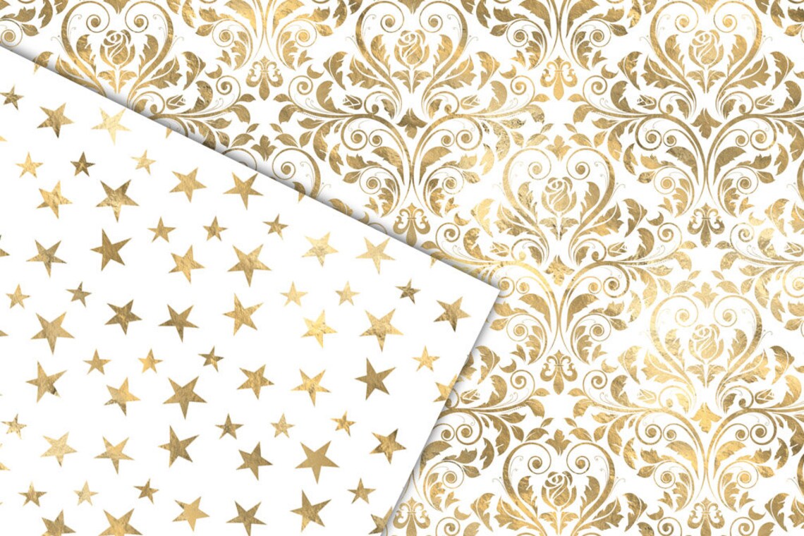 Gold Foil Digital Paper, Seamless Scrapbook Patterns (digital Download ...