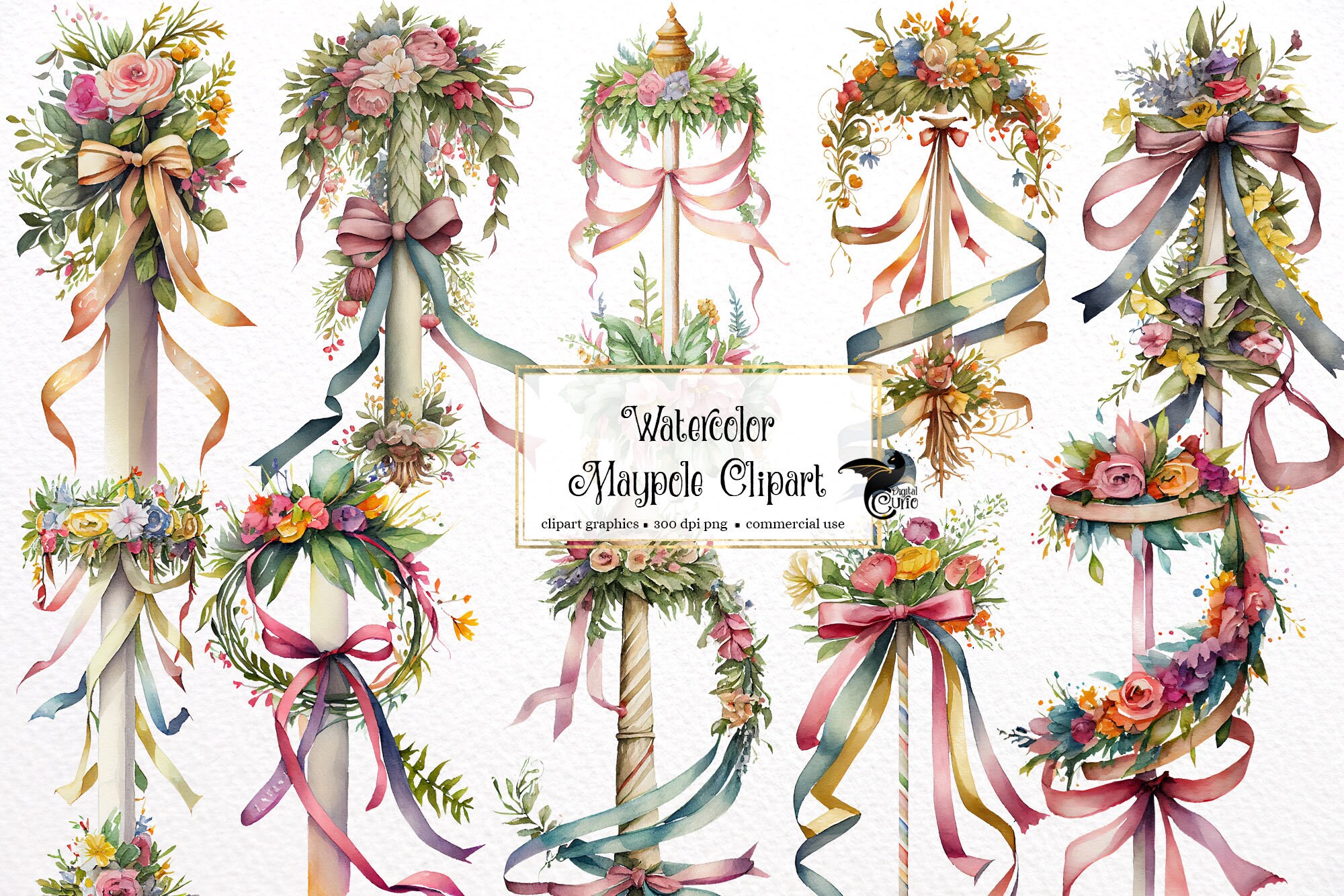 Watercolor Maypole Clipart Floral Spring Midsummer Christian - Etsy Canada