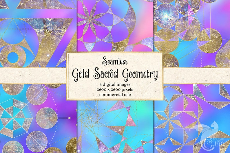 Gold Sacred Geometry Digital Paper Seamless Patterns With - Etsy