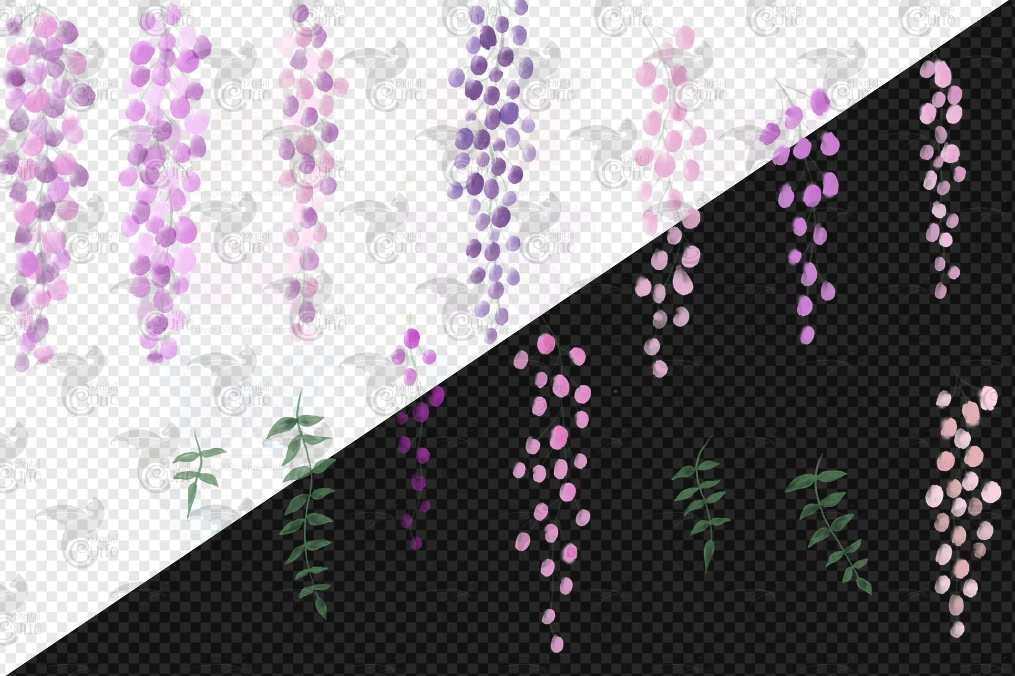 Watercolor Wisteria Clipart Digital Clip Art Graphics of - Etsy
