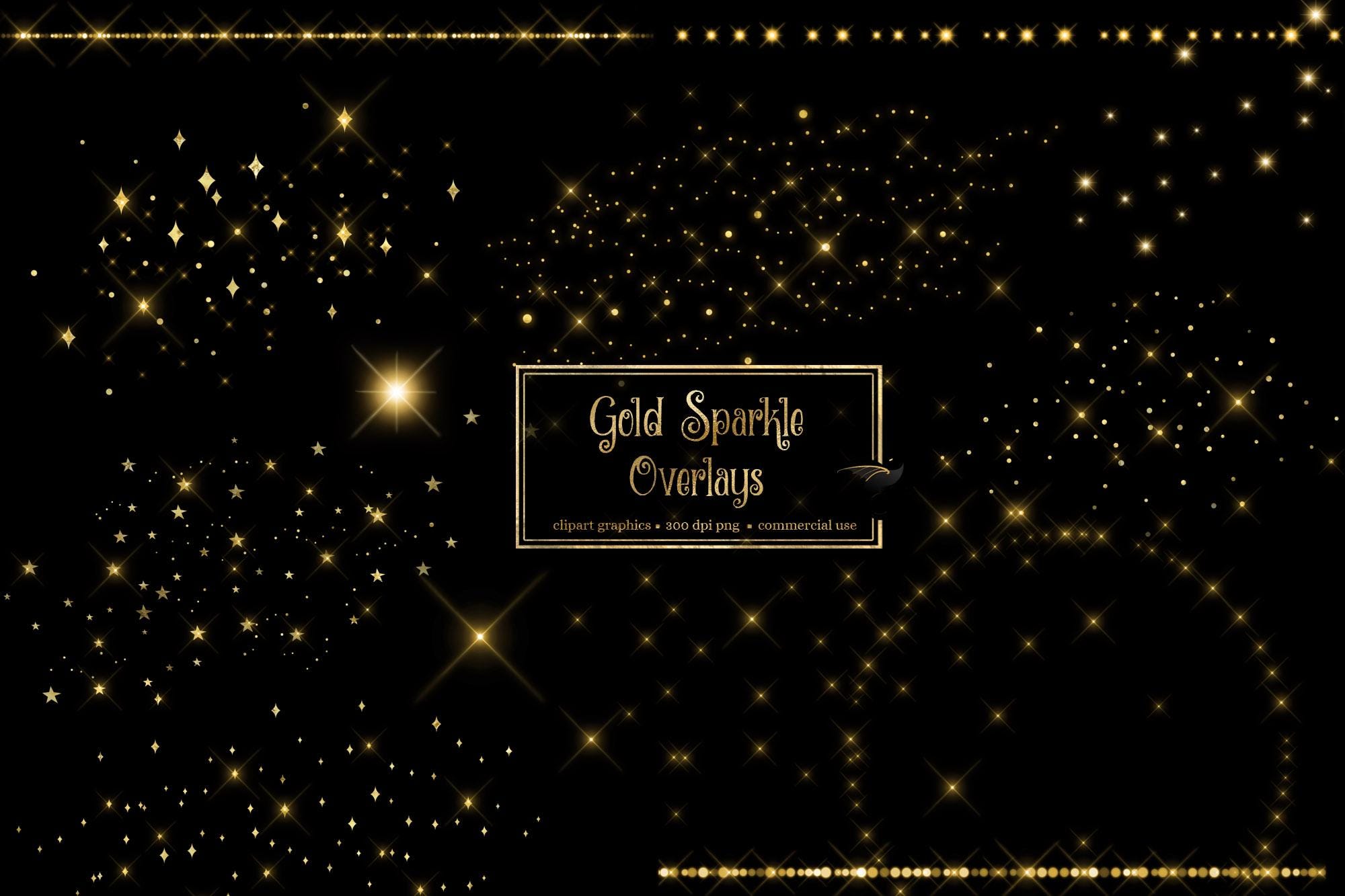 Gold Sparkle Overlays - Digital Clipart Graphics in PNG Format Instant ...