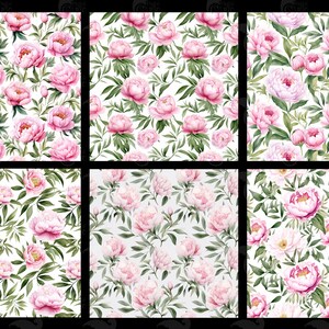 Watercolor Pink Peony Digital Paper, Floral Peonies Seamless Printable ...