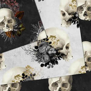 Vintage Skulls Digital Paper, Seamless Skull Patterns and Rustic Old ...