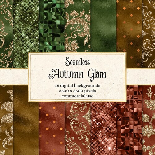 Autumn Glam Digital Paper Seamless Textures With Glitter and - Etsy