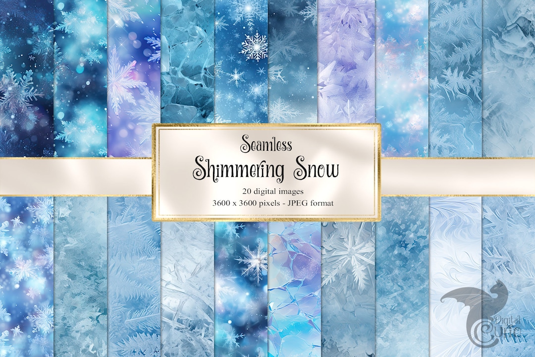 Shimmering Snow Digital Paper - Frost and Snowflakes Ice Textures ...