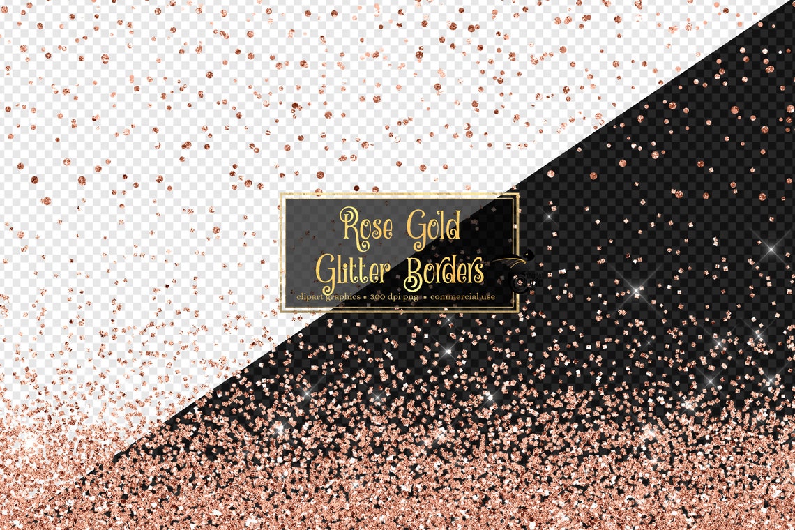 Rose Gold Glitter Borders Clipart Glitter Png Overlays Clip - Etsy
