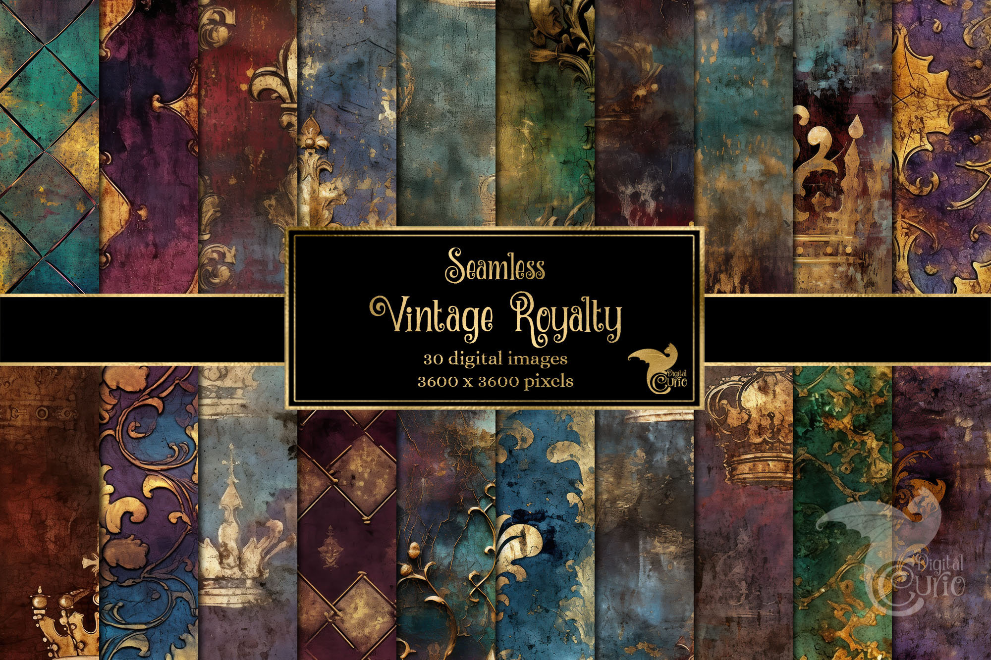 Vintage Royalty Digital Paper, Seamless Textures, Rustic Vintage ...