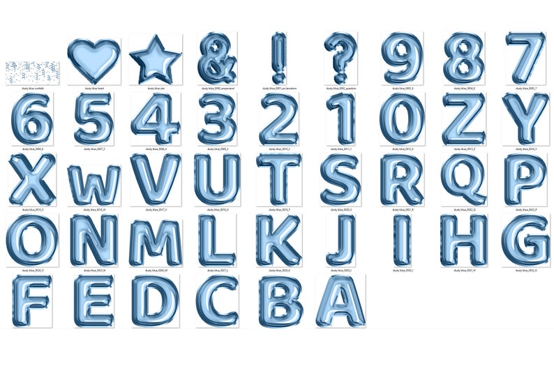 Dusty Blue Foil Balloon Alphabet Clip Art (PNG Digital Download) - Etsy