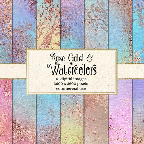 Rose Gold & Watercolor Digital Paper Rose Gold Backgrounds - Etsy