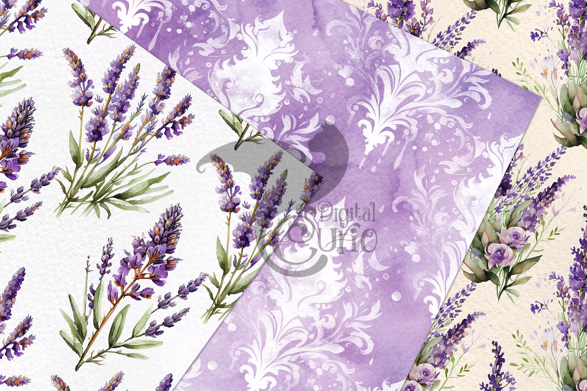 Watercolor Lavender Digital Paper Seamless Wedding Garden - Etsy