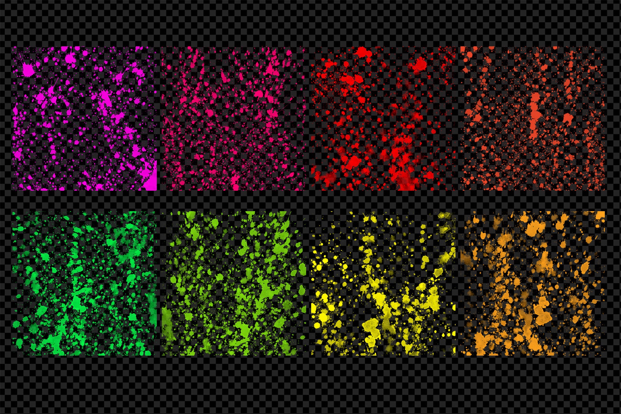 Neon Paint Splatter Overlays - Digital Graphics in PNG Format Instant ...