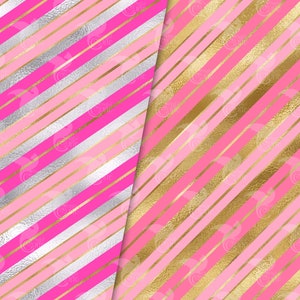 Pink Stripes Digital Paper Seamless Candy Cane Christmas Holiday ...
