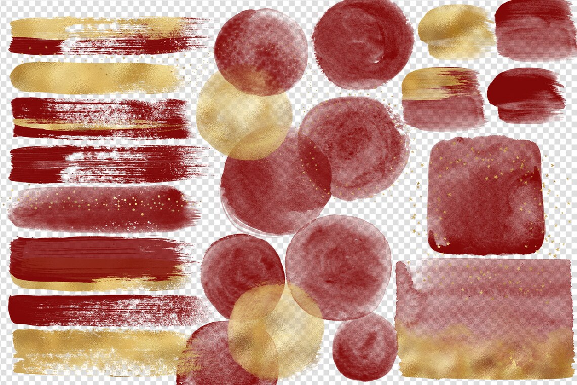 Red and Gold Watercolor Elements Clipart Watercolour Frames - Etsy