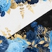 5x7 Blue and Gold Floral Overlays for Invitations, Planners, Journal ...