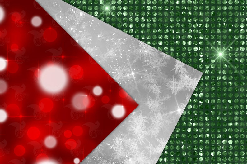 Christmas Bokeh Glitter Digital Paper – Red, Green, Silver (digital ...
