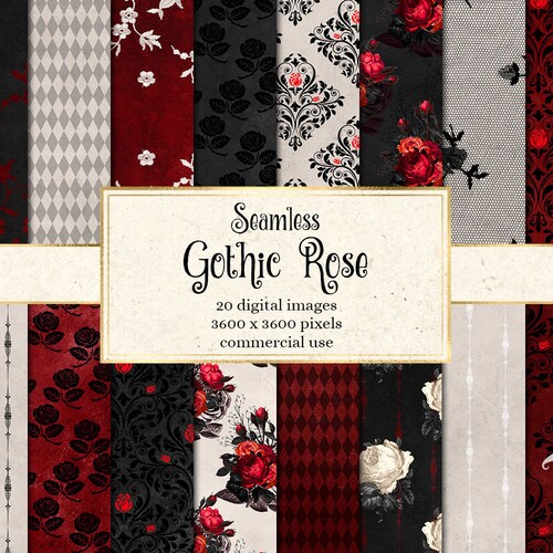 Gothic Teal Rose Digital Paper Seamless Rose Patterns With - Etsy