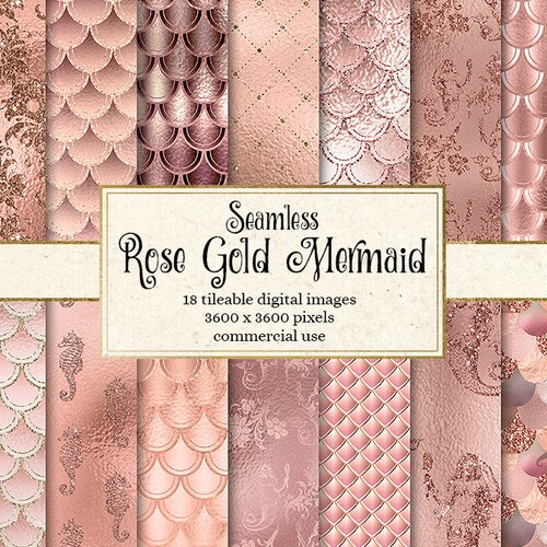 Rose Gold Mermaid Digital Paper Mermaid Scales Mermaid - Etsy
