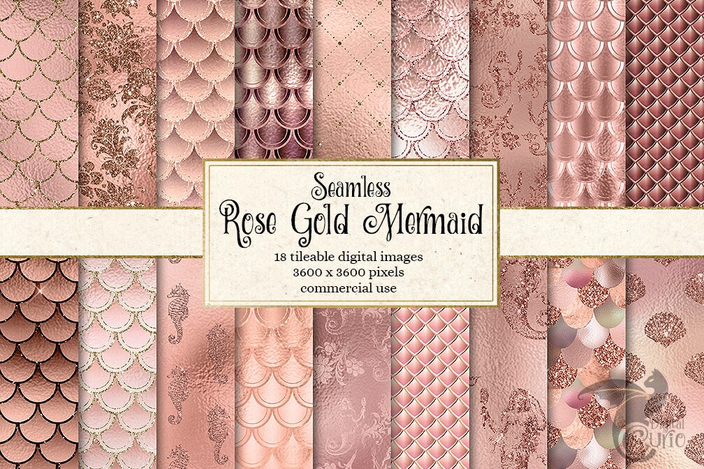 Rose Gold Mermaid Digital Paper Mermaid Scales Mermaid | Etsy
