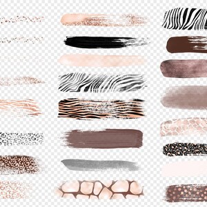 Rose Gold Safari Brush Strokes Clipart, With Glitter and Foil in ...