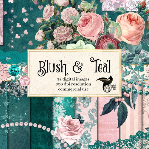 Blush and Navy Digital Scrapbooking Kit Blush Pink Clipart - Etsy
