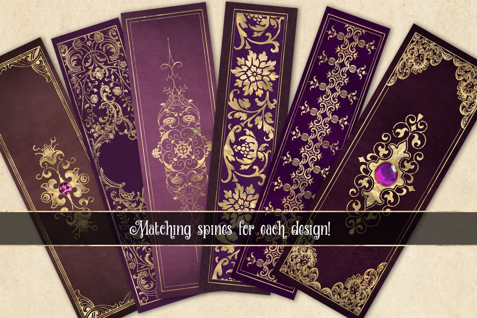 Gilded Purple Book Covers, Printable Journal Pages (digital Download ...