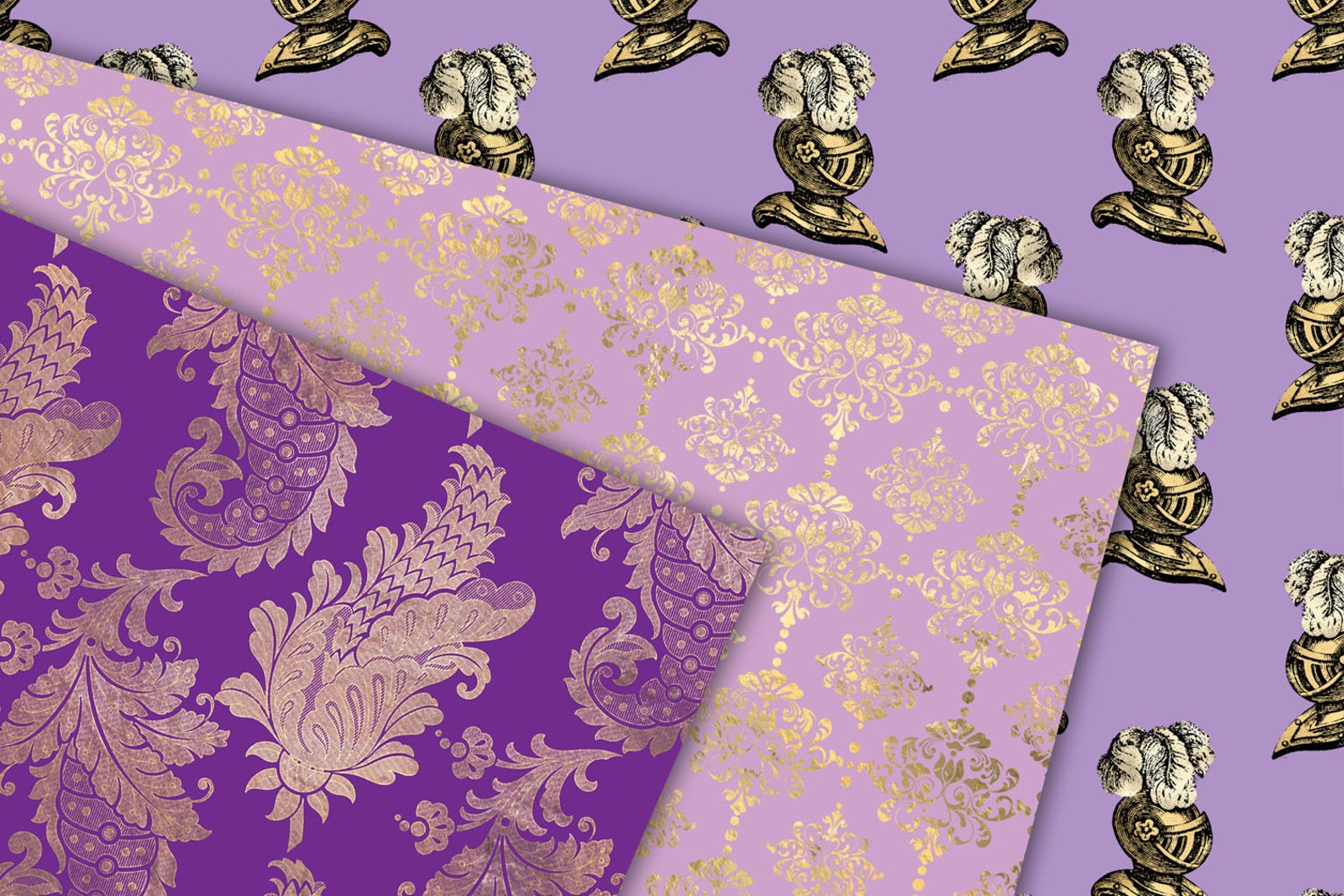 Purple and Gold Princess Digital Paper, Seamless Patterns (digital ...