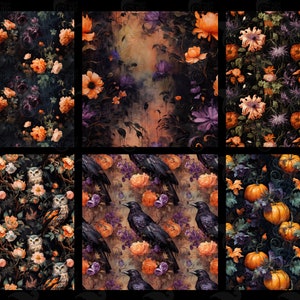 Rococo Halloween Digital Paper, Seamless Backgrounds Pattern Gothic ...