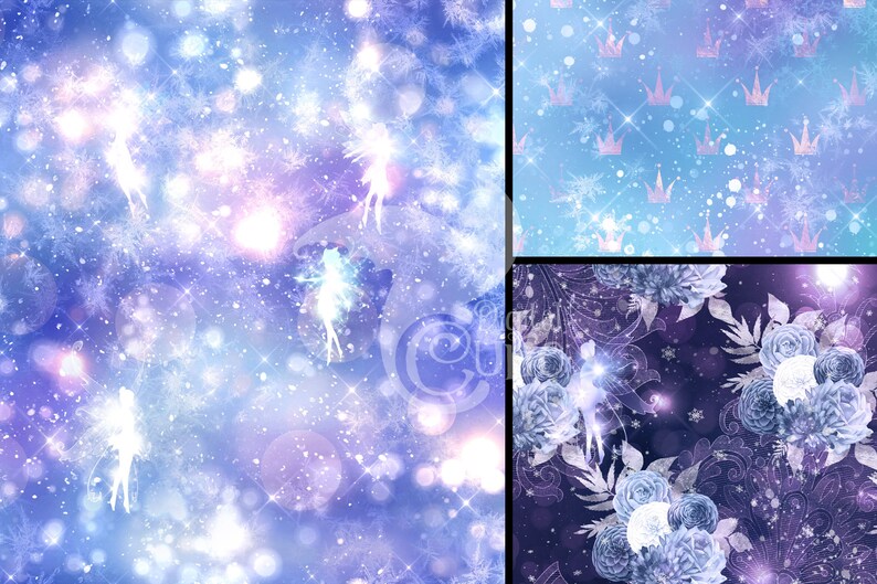 Winter Fae Digital Paper Seamless Magic Fantasy Backgrounds - Etsy