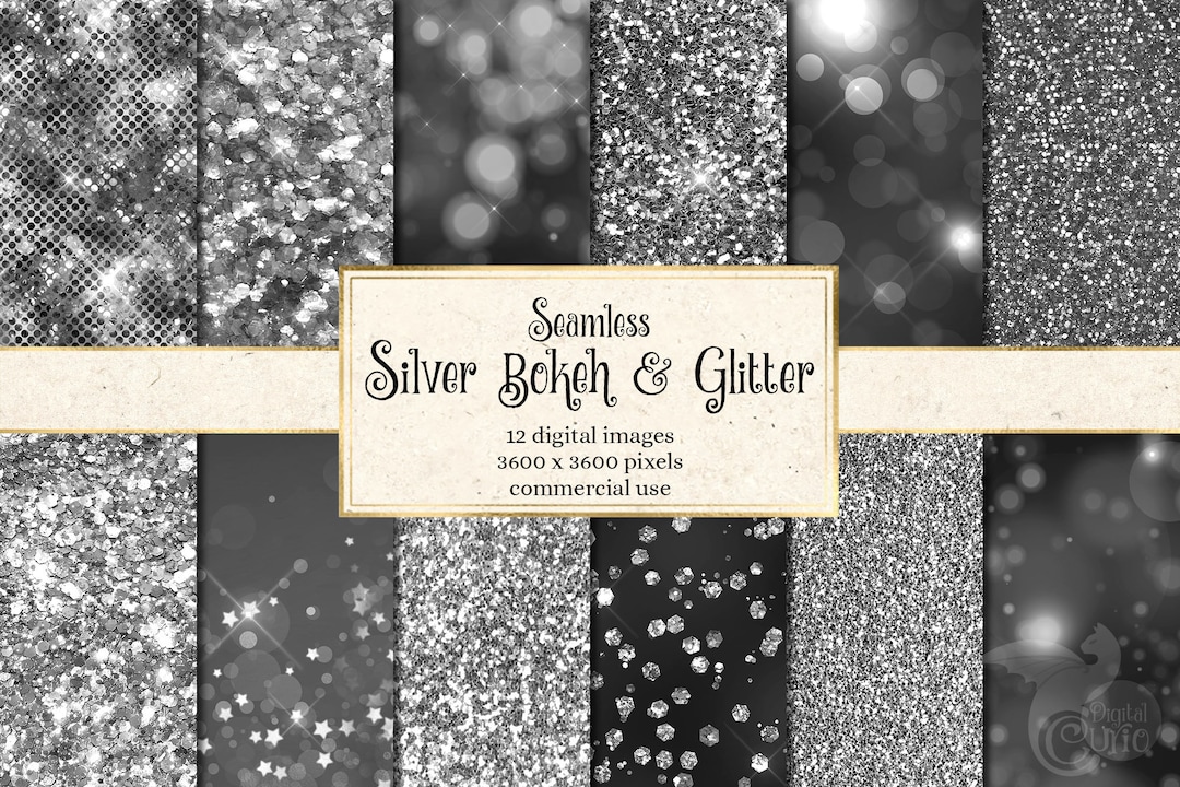 Silver Glitter Bokeh Textures – Seamless Digital Paper (digital ...