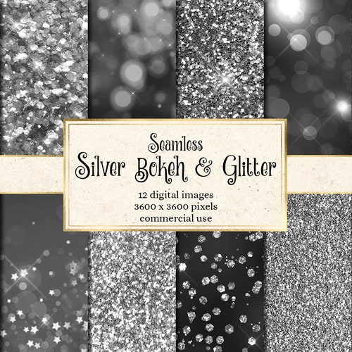 Silver Glitter Digital Paper Scrapbook Paper Textures - Etsy Australia