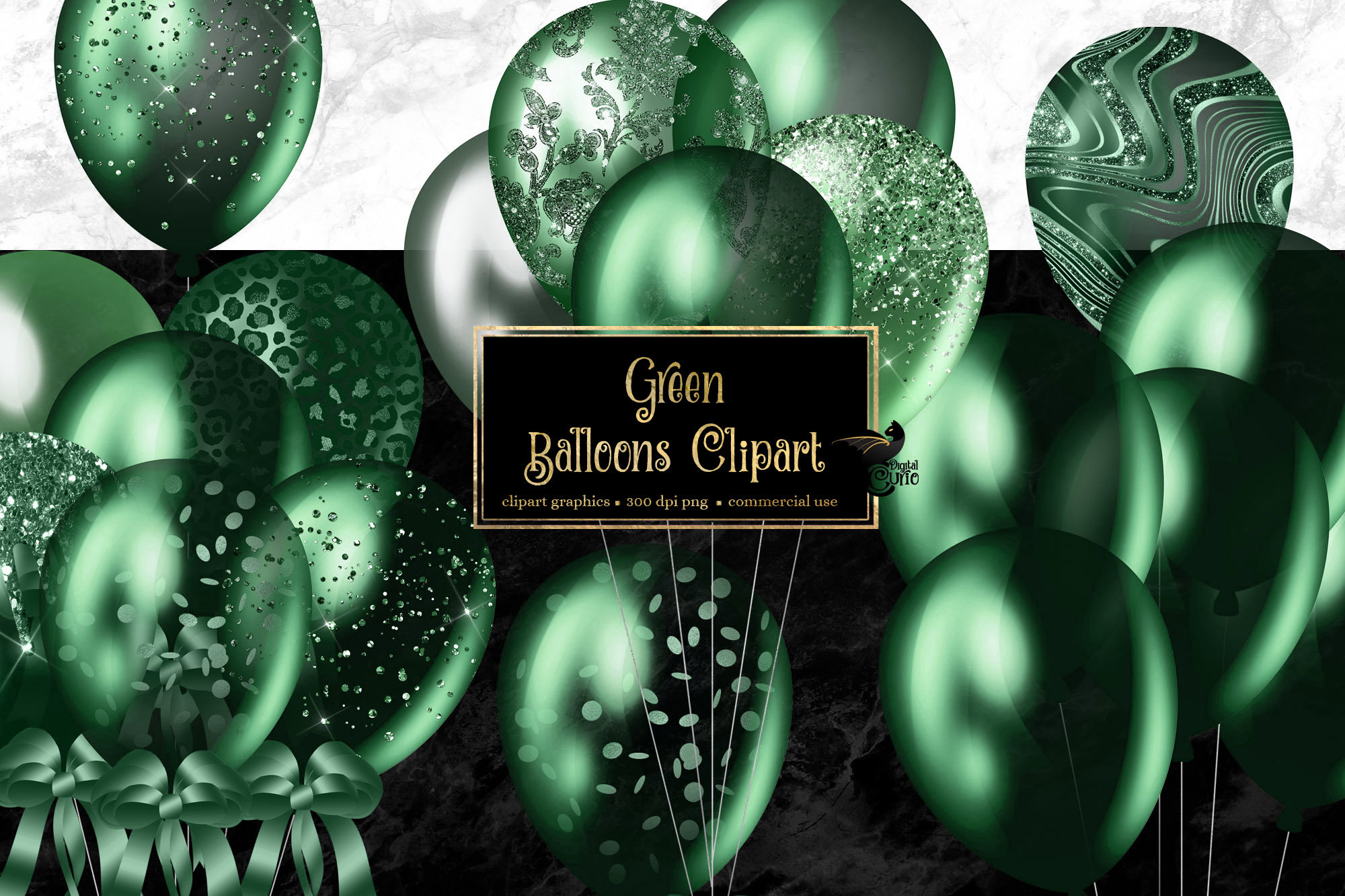 Green Balloons Clipart Digital Clip Art Graphics for Party - Etsy