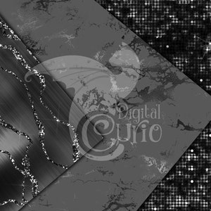 Luxury Black Digital Paper, Seamless Black Textures With Glam Metallic ...