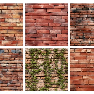 Brick Textures Digital Paper, Seamless Rustic Brick Wall Digital Paper ...