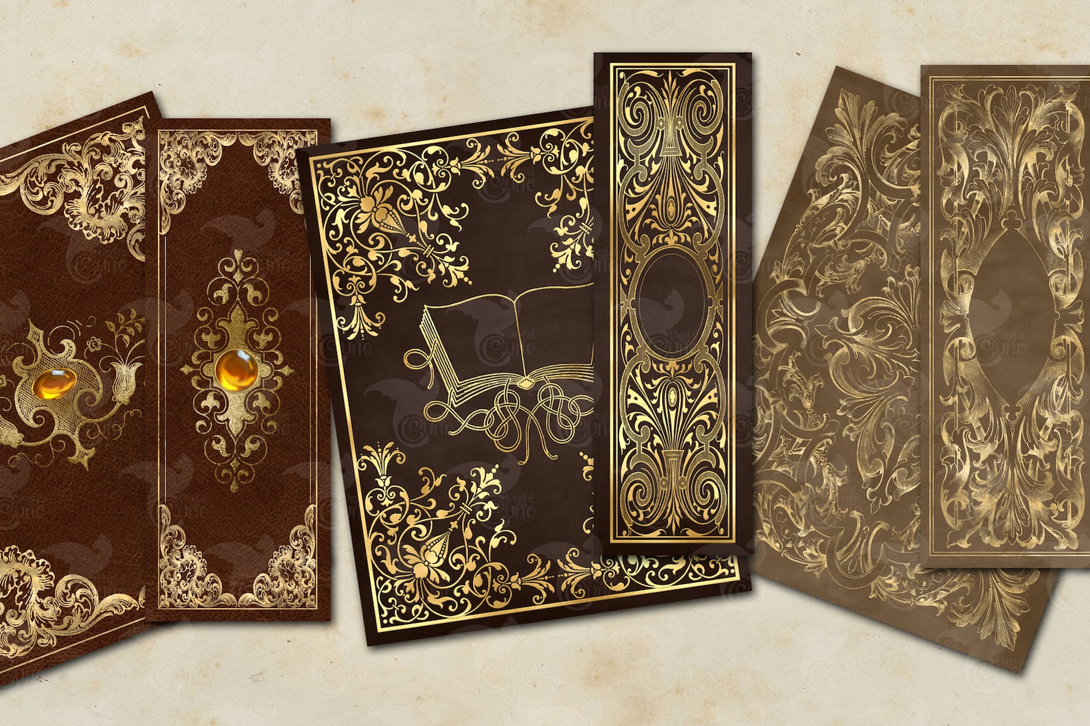 Gilded Book Cover Designs, Brown & Gold, 8.5x11 (digital Download) - Etsy