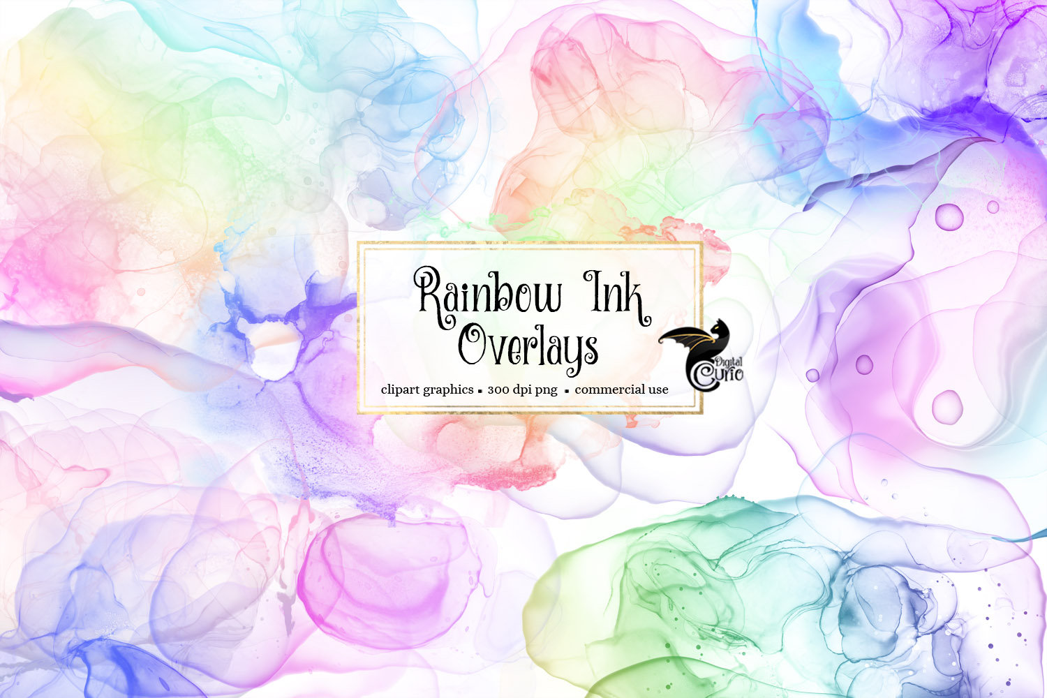 Rainbow Ink Overlays Digital Paint Overlays Alcohol Ink - Etsy