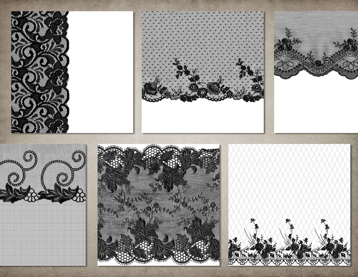 Black and White Lace Digital Paper Black and White Scrapbook - Etsy