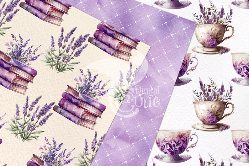 Watercolor Lavender Digital Paper – Seamless Floral Scrapbook (digital ...