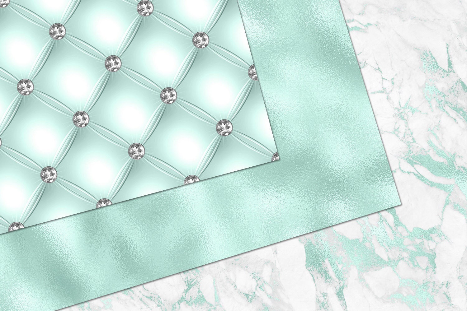 Glitzy Aqua Digital Paper seamless aquamarine patterns and | Etsy