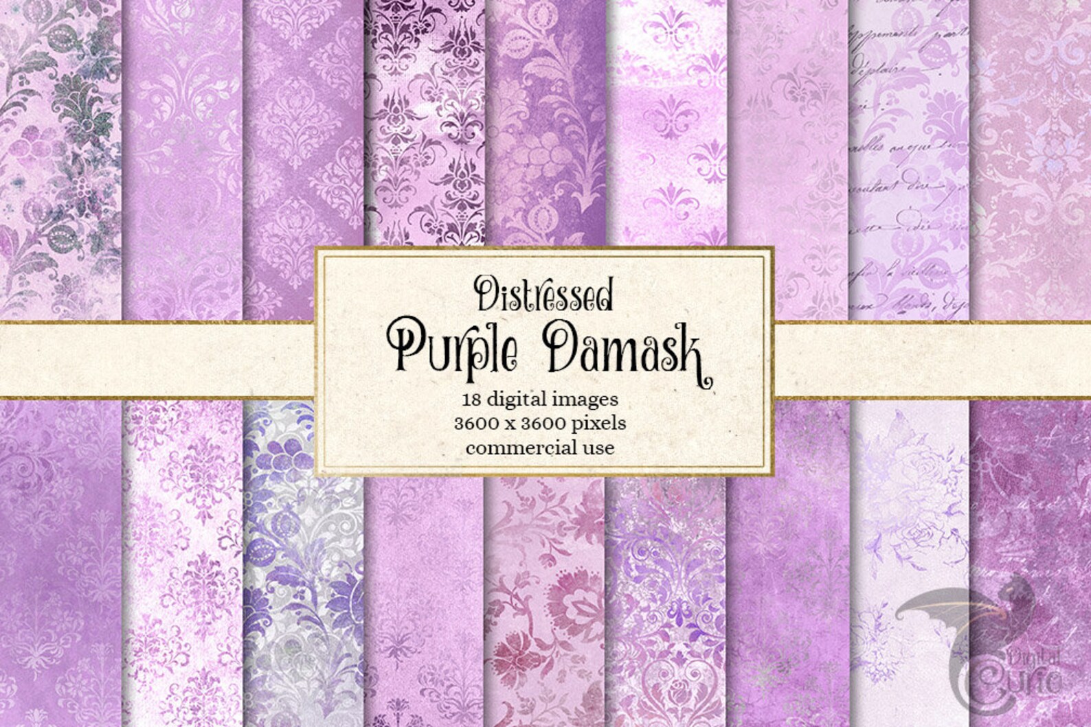 Distressed Purple Damask Digital Paper Rustic Vintage - Etsy