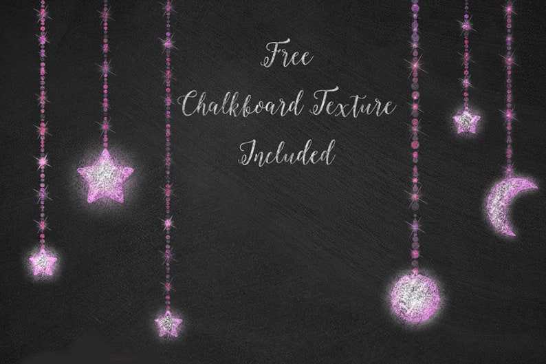 Chalkboard Celestial Clipart Moon and Stars Chalk Strings - Etsy UK